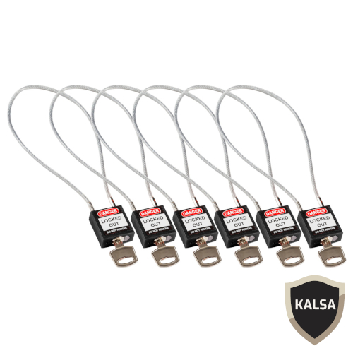 195952 Black Keyed Alike Traditional Nylon Compact Cable Padlock Brady ...