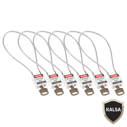 195991 White Keyed Differently Traditional Nylon Compact Cable Padlock ...