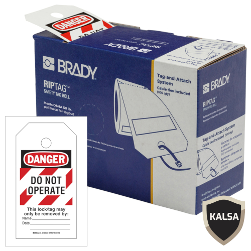 150501 Black, Red On White Riptag™ Safety Tag Roll Brady - PT. KALSA ...