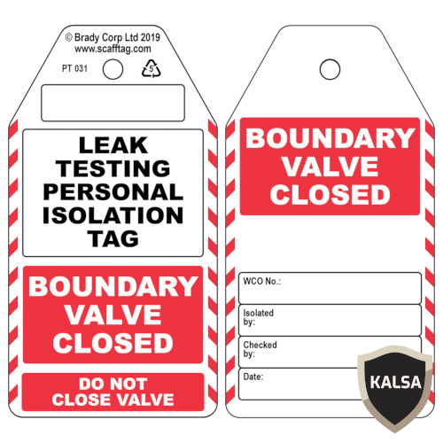 306748 Process Tags Leak Testing Personal Isolation Valve Closed Brady ...