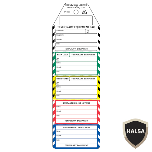 306750 Process Tags Temporary Equipment 5 Part Brady - PT. KALSA ...
