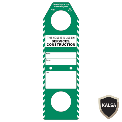 306760 Black On White, Green Process Tags Hose In Use Brady - PT. KALSA ...